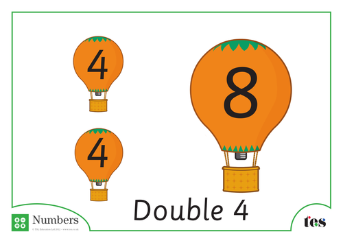Doubles - Balloons Theme (Double 4) | Teaching Resources