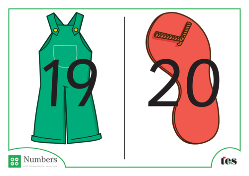 Number Cards - Clothing Theme 11-20 | Teaching Resources