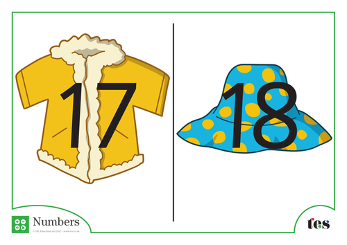 Number Cards - Clothing Theme 11-20 | Teaching Resources