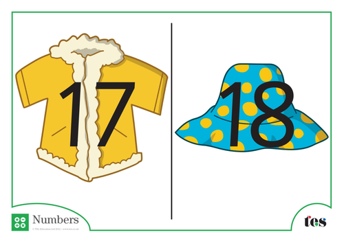 Number Cards - Clothing Theme 11-20 | Teaching Resources