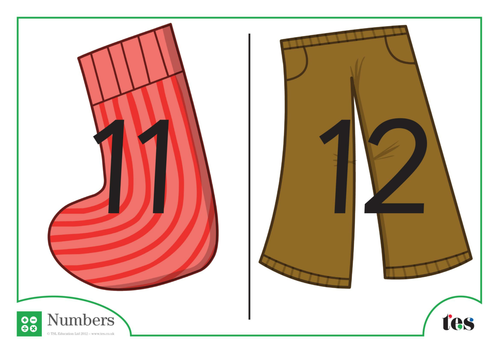 Number Cards - Clothing Theme 11-20 | Teaching Resources