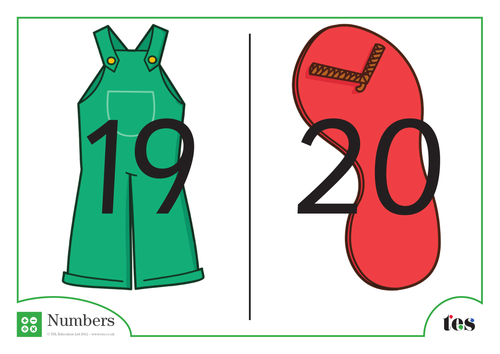 Number Cards - Clothing Theme 11-20 | Teaching Resources