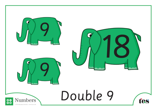 Doubles - Elephants Theme (Double 9) | Teaching Resources