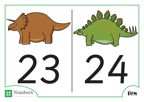 Number Cards - Dinosaur Theme 21-30 | Teaching Resources