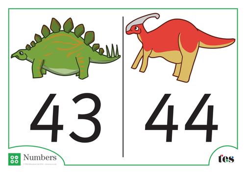 Number Cards - Dinosaur Theme 41-50 | Teaching Resources