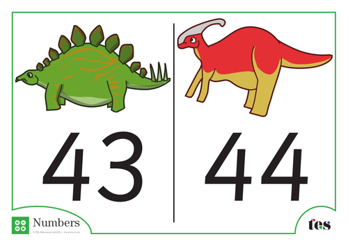 Number Cards - Dinosaur Theme 41-50 | Teaching Resources