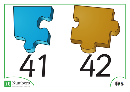 Number Cards - Jigsaw Pieces Theme 41-50 | Teaching Resources
