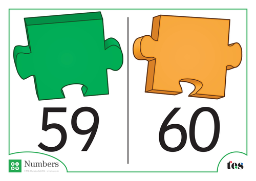 Number Cards - Jigsaw Pieces Theme 51-60 | Teaching Resources