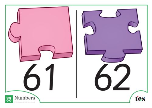 Number Cards - Jigsaw Pieces Theme 61-70 | Teaching Resources