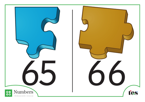 Number Cards - Jigsaw Pieces Theme 61-70 | Teaching Resources