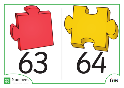 Number Cards - Jigsaw Pieces Theme 61-70 | Teaching Resources
