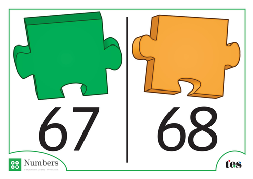 Number Cards - Jigsaw Pieces Theme 61-70 | Teaching Resources