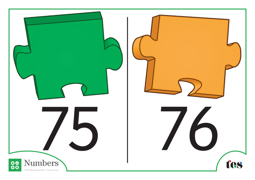 Number Cards - Jigsaw Pieces Theme 71-80 | Teaching Resources