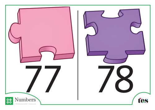 Number Cards - Jigsaw Pieces Theme 71-80 | Teaching Resources