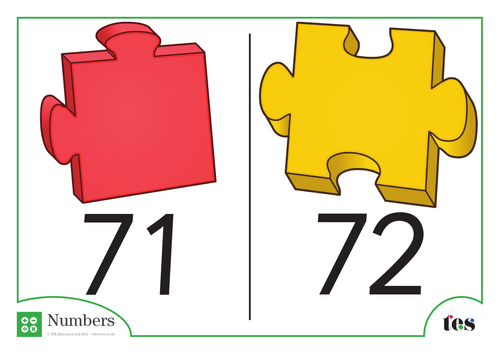 Number Cards - Jigsaw Pieces Theme 71-80 | Teaching Resources