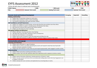 EYFS Framework 2012: Assessment sheet by TESEarlyYears - UK Teaching ...