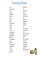 Connectives List | Teaching Resources