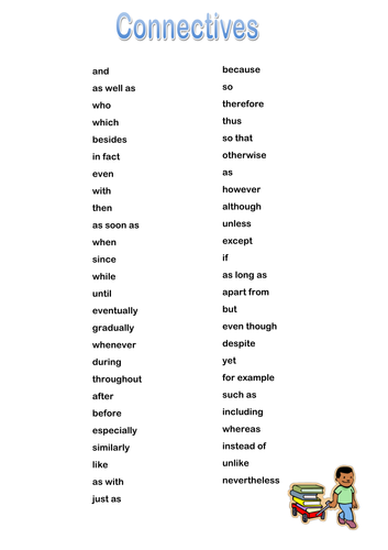 Connectives List by julianne26 - Teaching Resources - TES