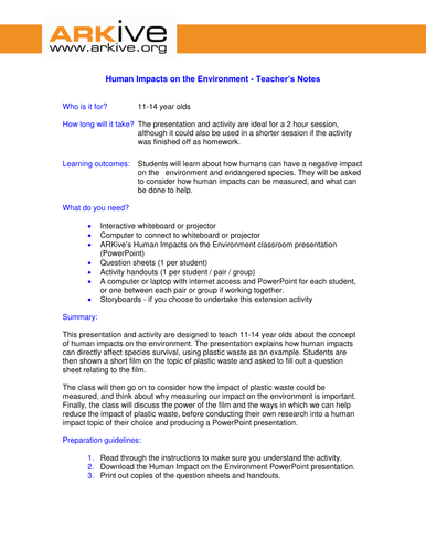 Human Impacts on the Environment - KS3 | Teaching Resources
