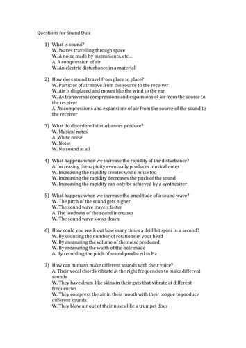 What is sound? Socrative Quiz | Teaching Resources