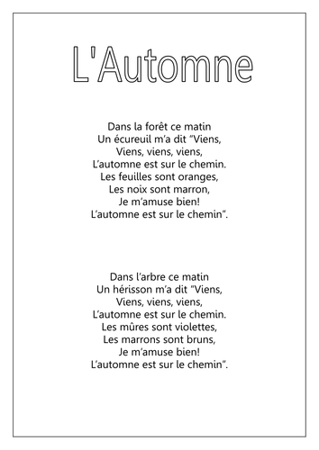 L'Automne poem | Teaching Resources