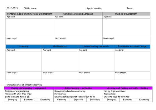 EYFS 2012 assessment documents | Teaching Resources