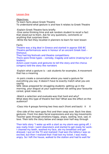 Greek Theatre Scheme of Work | Teaching Resources