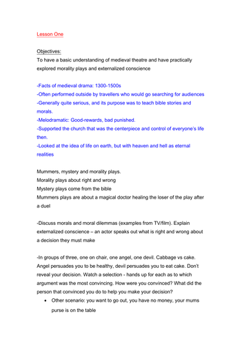 Medieval Theatre Scheme of Work | Teaching Resources