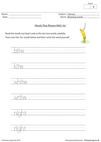 Words that rhyme with 'ite' | Teaching Resources