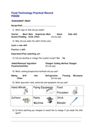 Practical Food Self Assessment Sheet | Teaching Resources