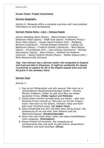 Projekt Deutschland | Teaching Resources