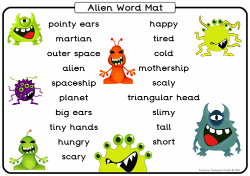 Alien themed A4 word mat | Teaching Resources