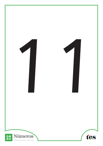 Fichas Didácticas tamaño A4 - Números 11-15 | Teaching Resources