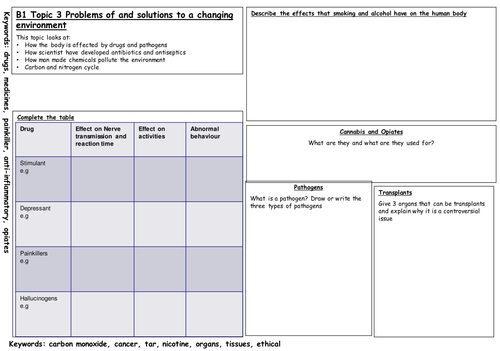New edexcel 2011 B1 Revision summary mats | Teaching Resources