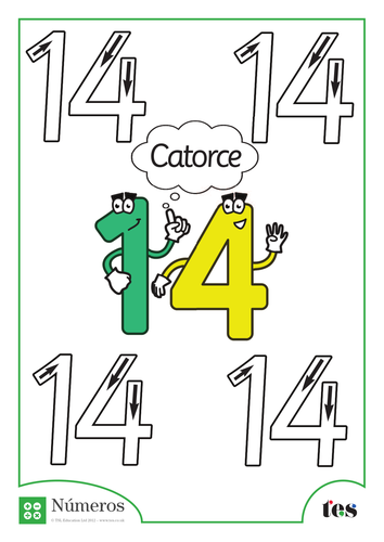 Formación de Números - Número 14 | Teaching Resources