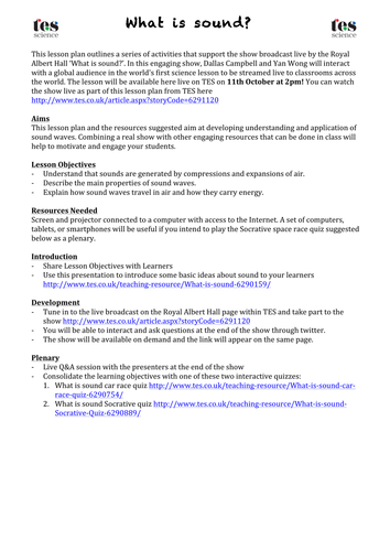 What is sound? Lesson plan | Teaching Resources