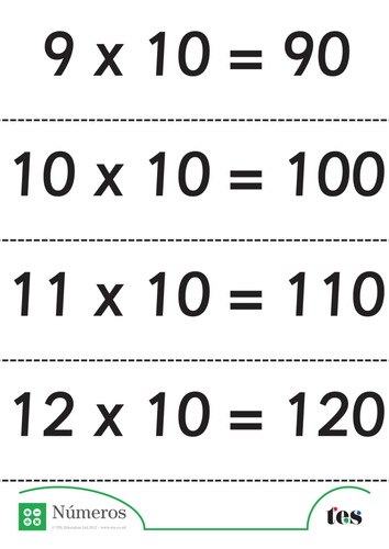 Fichas Didácticas -la Tabla del 10- con respuestas | Teaching Resources