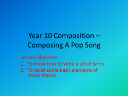 Writing Lyrics - Powerpoint | Teaching Resources