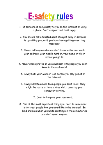 E-safety rules by jmfield - Teaching Resources - TES