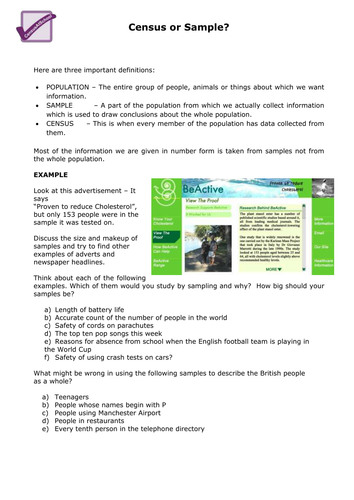 Census Or Sample | Teaching Resources