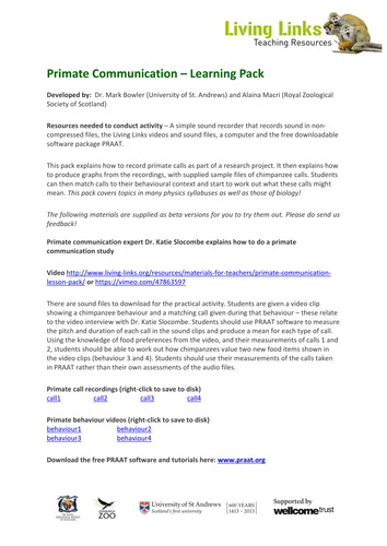 Primate Communication | Teaching Resources