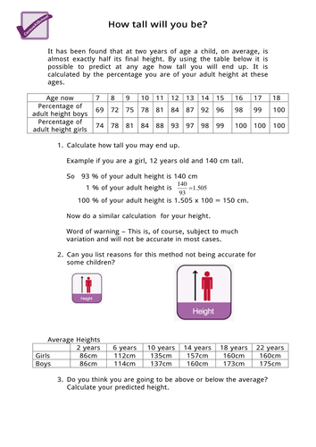 How Tall Will You Be? | Teaching Resources