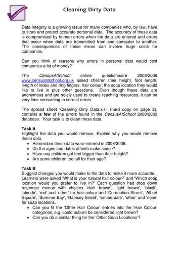 Cleaning Dirty Data | Teaching Resources
