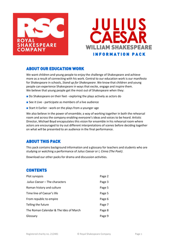 Julius Caesar 2012 Information Pack | Teaching Resources