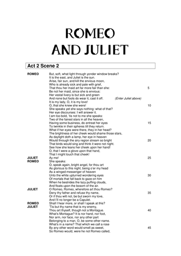 Romeo & Juliet 2011 Text Extracts (Shakespeare Unlocked) | Teaching ...