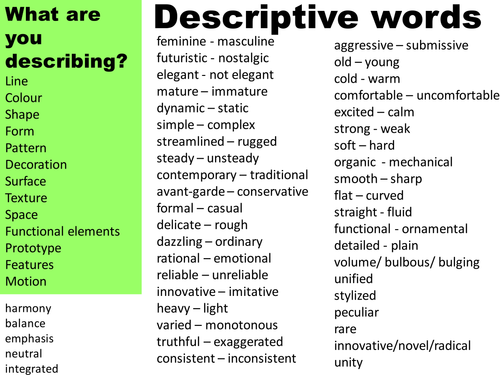 Descriptive Words
