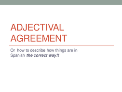 Spanish Adjectival Agreement | Teaching Resources