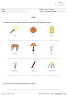What things give us light? | Teaching Resources