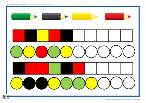 TEACCH/Workstation ideas: Patterns with 3 colours | Teaching Resources