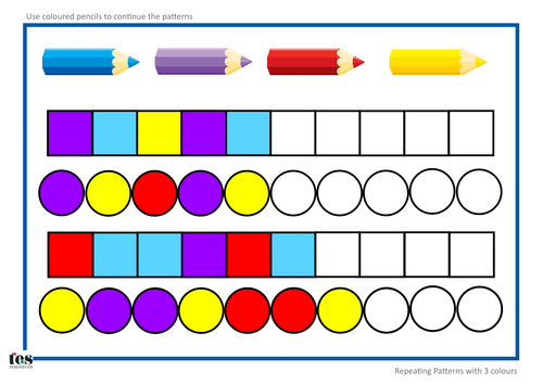 TEACCH/Workstation ideas: Patterns with 3 colours | Teaching Resources